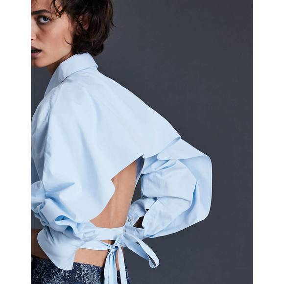 BALESTRA | Tops | New Balestra Backless Button Down Shirt In Baby Blue ...